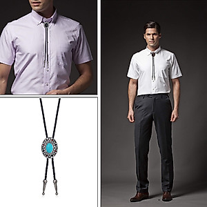 YADOCA 4Pcs Bolo Tie for Men Western Cowboy Leather Necktie Handmade Round Shape Bolo Tie Natural Star Halloween Costume Accessories for Men Women