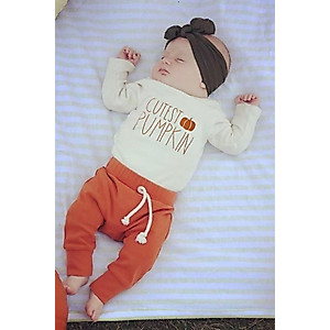 Lamuusaa Newborn Baby Boy Halloween Outfit Cutest Pumpkin Long Sleeve Romper Shirts Long Pants Hat Halloween Clothes