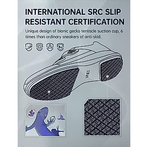 SPIEZ Mens Waterproof Non Slip Shoes, SRC Certification Food Service Shoes, Breathable Lightweight Slip Resistant Work Shoes Black US7.5-12