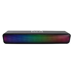 Riptunes Portable Bluetooth Sound Bar with 6 Changing LED Lights, Built-in Mic, Dynamic RGB Stereo Speaker for Desktop/Laptop/Phone/TV, Compatible w/USB/Micro-SD/AUX Line-in - Black