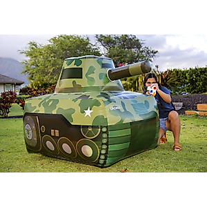 Dazmers Inflatable Army Tank - Inflatable Military Battle Tank for Party War for Kids, Birthday, Toy Parties, Laser Tag, Paintball, Gel Blaster Gun, Water and Airsoft