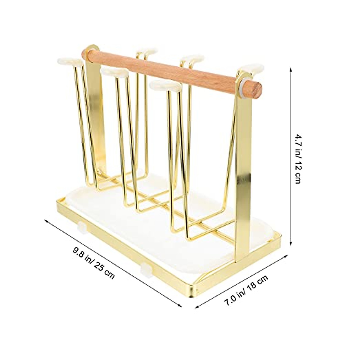 Kichvoe Cup Drying Rack Stand, Upside down Metal Glass Mug Draining Holder Organizer Hanging Shelf Drinking Glass Drainer Stand with Tray