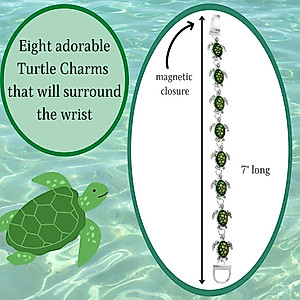 PammyJ Green Sea Turtle Bracelet Silvertone