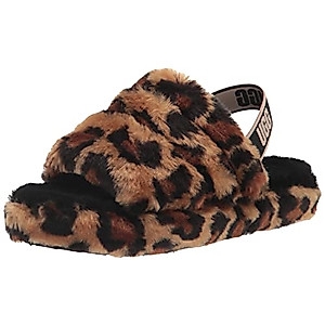 UGG Girls K Fluff Yeah Slide Spotty Slipper, Natural, 5 Big Kid