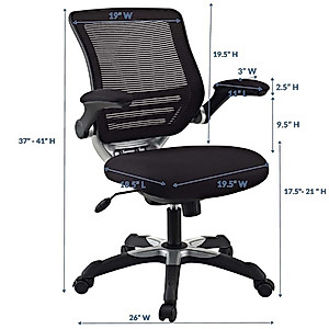 Pemberly Row Modern Style Mesh Fabric Office Chair in Black Finish