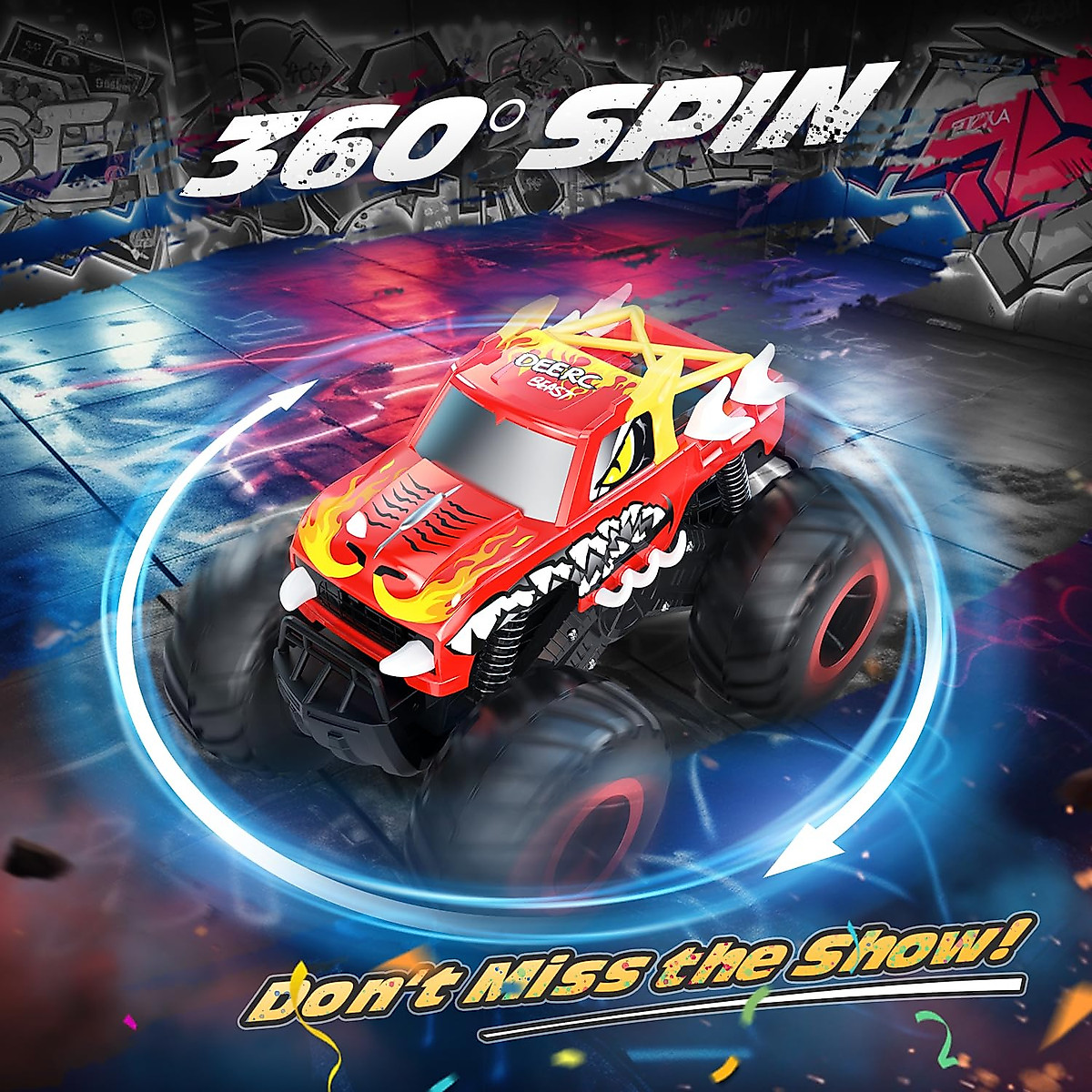 DEERC 1:16 Amphibious RC Monster Trucks IPX7 Waterproof Remote Control Car 4WD Dual Motors All Terrain Off Road 2.4Ghz RC Cars Boat Toys Gifts for Boys Girls Kids Adults