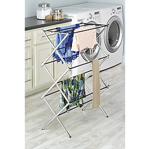 Whitmor 11-Bar Folding Clothes Top Shelf-Indoor and Outdoor-Chrome Drying Rack, 9 Hanging