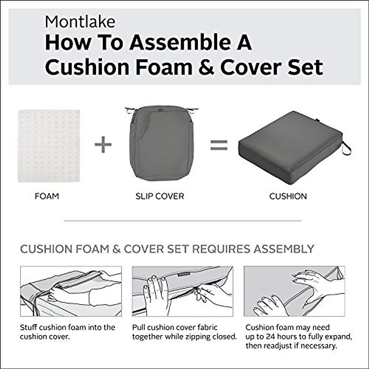 Classic Accessories Montlake Water-Resistant 74 x 23 x 3 Inch Outdoor Chaise Lounge Cushion, Patio Furniture Cushion, Light Charcoal, Outdoor Seat Cushions