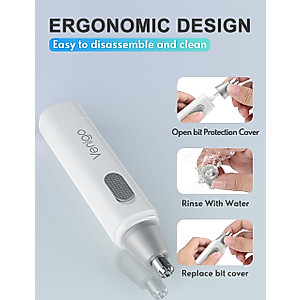 Professional Ear and Nose Hair Trimmer Clipper for Men and Women, Painless Electric Eyebrow Hair Remover, Dual Edge Blades for Easy Cleansing, Battery-Operated (White)