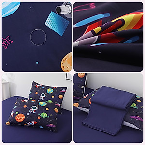 Twin Bedding Sets for Boys Space Bedding 5 Pieces,Teen Boys Bedding Space Ship Galaxy Bedding Twin Comforter Set with Sheets for All Season