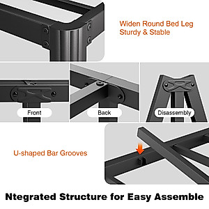 RmagineX Twin Bed Frame, 18 Inch High Heavy Duty Metal Platform Bed Frames Twin Size with Headboard,Outlet and Bedside Storage Organizer,No Box Spring Needed,Easy Assembly
