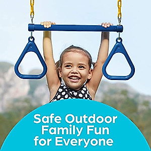 Jungle Gym Kingdom Swing Sets for Backyard, Monkey Bars & Swingset Accessories - Set Includes 18" Trapeze Swing Bar & 48" Heavy Duty Chain with Locking Carabiners - Outdoor Play Equipment (Blue)