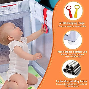 PAPAMIA Baby Playpen, 79"x71" Foldable Extra Large Playpen for Babies and Toddlers with Anti-Slip Base and Breathable Mesh, Sturdy Safety Play Yard with Gate for Kids Activity Center (Large Gray)