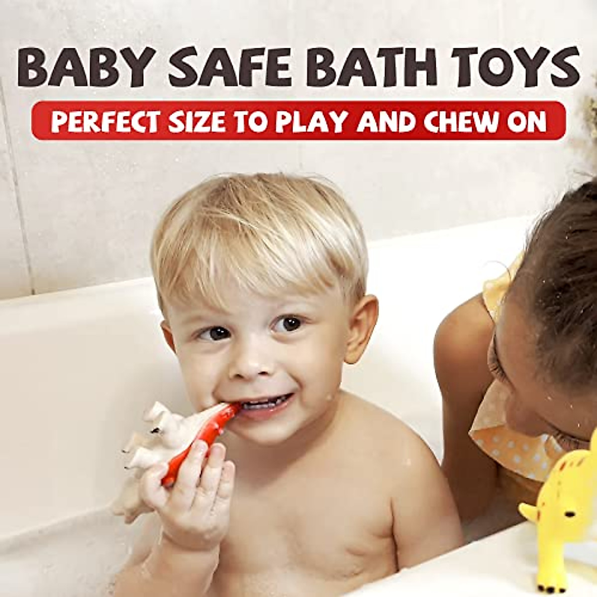 No Hole Baby Dinosaur Bath Toys for Toddler, 12 PCS Mold Free Kids Bathtub Pool Toys