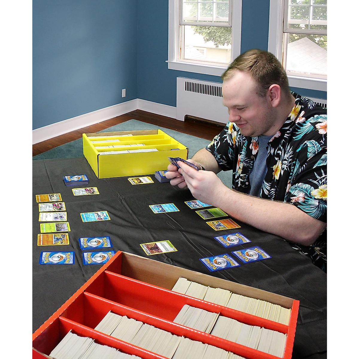 High Gloss Storage Card Box (3200ct) with Dividers for Card Games and Sports Cards