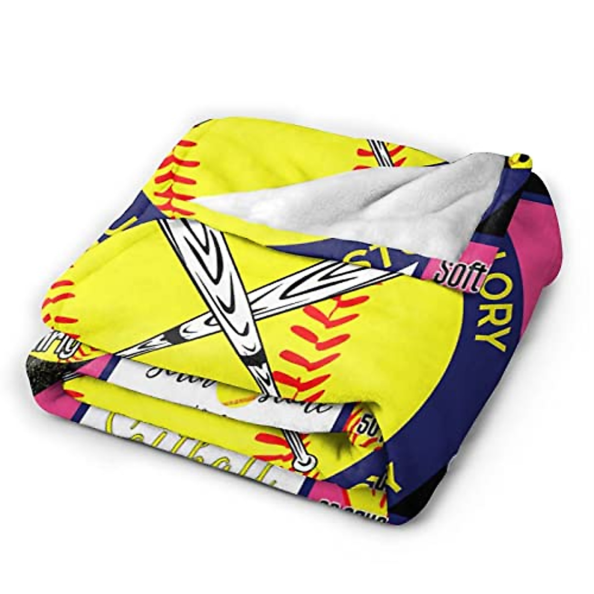 BAIVEAV Softball Blanket Throw Sport Lover Throw Plush Fleece Sherpa Bed Blanket for Kids Adults Cozy Plush Throw Soft Blanket for Couch Sofa Bedding Living Room 50"x40"