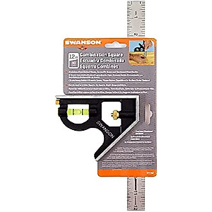 Swanson Tool Co TC132 12-Inch Combo Square with Cast Zinc Body, Stainless Steel Ruler and Brass Bolt