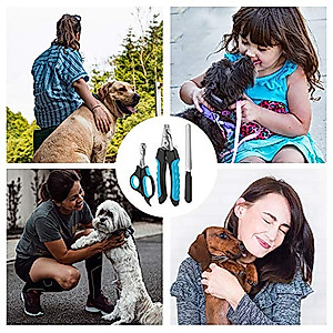 Dog Nail Clippers and Trimmer Set, Anipaw Stainless Steel Non Slip Handles & Razor Sharp Blades, Safety Guard to Avoid Over-Cutting, Grooming Tool for All Small Large Pets, Free Nail File