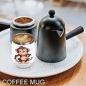 YKUDBN Stainless Steel Insulated Cup, Naughty Monkey Print 304 Stainless Steel, Smooth Round Rim Ideal for Office, Home, And Gift Giving