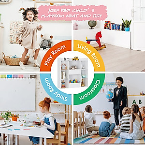 UTEX Kids Toy Storage and Bookshelf, Multifunctional Bookcase with 8 Cubbies and Bins, Open Kids Bookshelf Organizer Display Stand, Large Toy Storage Cabinet for Kids Room, Classroom, Nursery, White