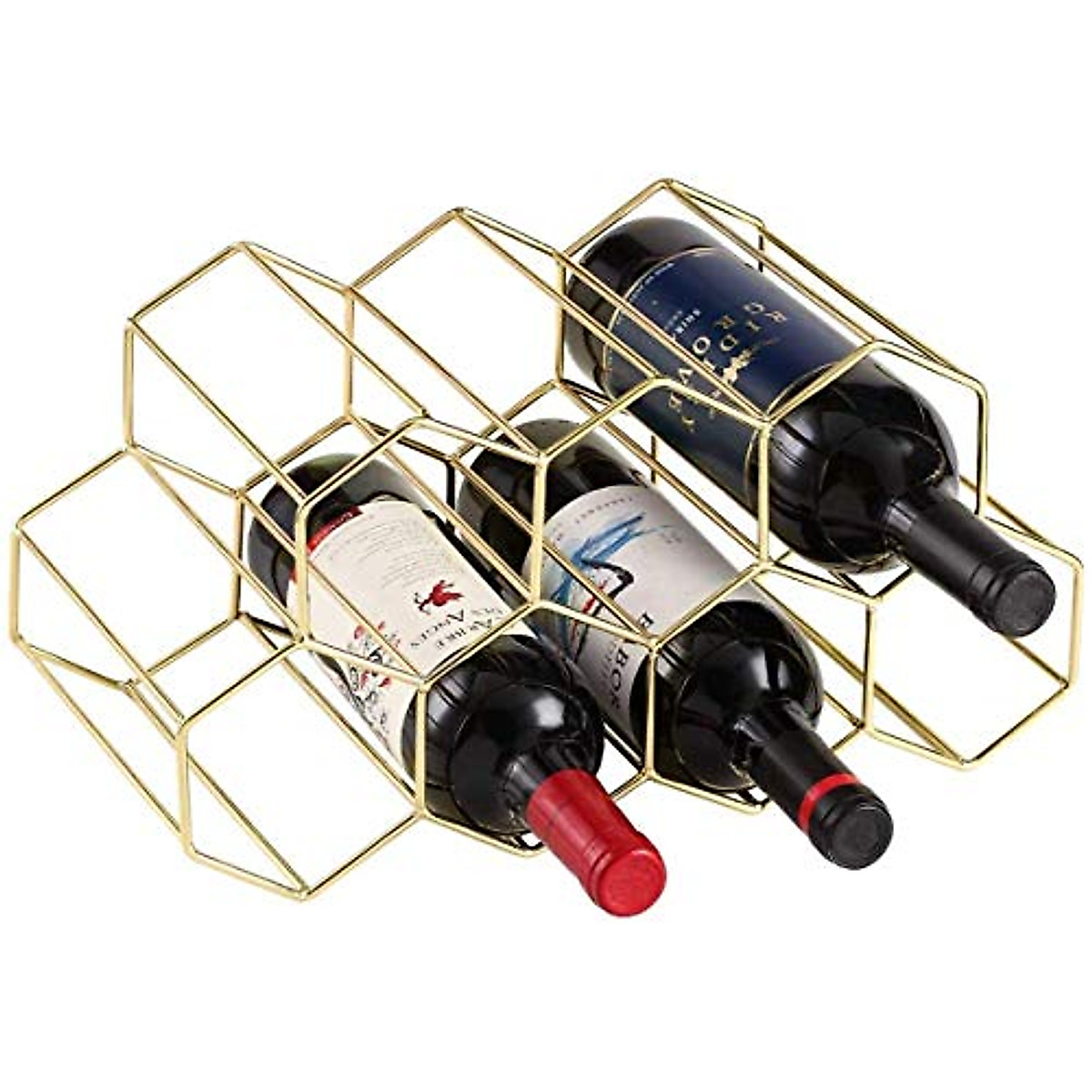 Tapbull Gold Metal Wine Rack Freestanding, Tabletop Wine Rack Holder, Countertop Wine Bottle Holder (Gold)