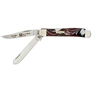 Case Cutlery 9207MB Case Man in Black Corelon Mini Trapper Pocket Knife with Stainless Steel Blades in Black, Red, White Mixed Corelon