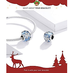 Eternalll Jewellery Snowflake Charms Authentic 925 Sterling Silver Charm Beads Christmas Charms Rose Gold Charms for Bracelets (Snowflake Glass Beads)