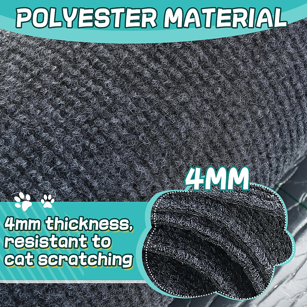 78.7"x14.6" Trimmable Cat Scratch Furniture Protector - Self-Adhesive Cat Scratching Mat Deterrent, Couch Protector from Cat Claws for DIY Scratch Post Cat Tree Shelves