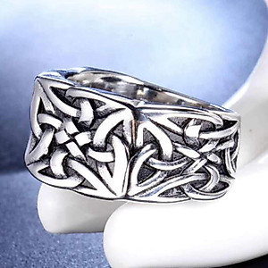 Jude Jewelers Stainless Steel Celtic Knot Signet Style Anniversary Statement Biker Ring (Silver, 16)