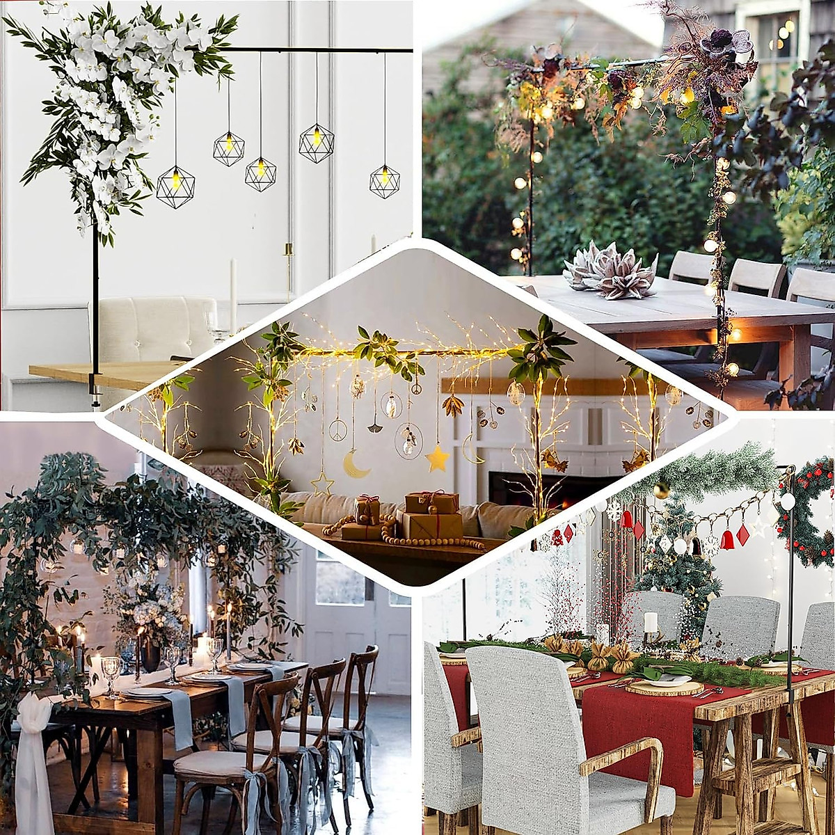 Hopesun Over The Table Rod Stand with Clamps 49-102"(4.1-8.5ft) Adjustable Metal Balloon Flower Table Arch Stand Suitable for Birthday,Wedding,Xmas Decoration,Black