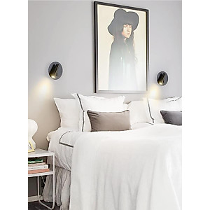 Luzden Modern Wall Mount Light Focused Bed Bedside Reading Wall Lamp with Switch LED Wall Sconce Rotatable Headboard Lights Indoor Spotlight Adjustable for Living Room,Bedroom 3+7W 3000K Black