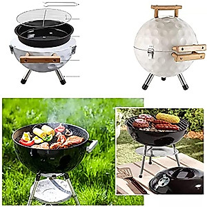 BBQ Grill Outdoor Charcoal grills Portable Charcoal Football-Shaped Oven Spherical Grill Mini Round Outdoor Charcoal Barbecue Stove Foldable Kebab Stove