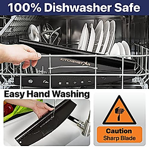 18" Black Non-Stick Pizza Cutter by KitchenStar | Sharp Stainless Steel Slicer Knife - Rocker Style w Blade Cover | Chop and Slices Perfect Portions + Dishwasher Safe – Premium Pizza Oven Accessories