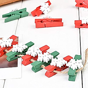papasgix Christmas Clothes Pins Mini Clothespins Colored, 50PCS Mini Wooden Snowflake Clothespins for Photo Wall, Christmas Tree, Wedding Hanging Pictures, Paper Craft, Classroom Arts Projects Wall