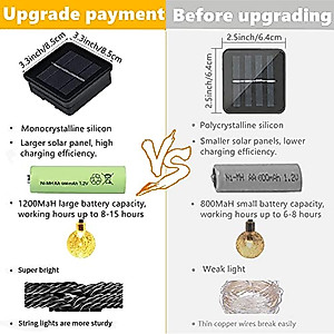 Sunlisky Solar String Lights Outdoor Waterproof 50LED 24.6FT Crystal Globe Light with 8 Lighting Modes,Solar Powered Patio Lights for Yard Garden Fence Porch Balcony Party Decoration (Warm White)