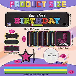 158 Pcs Classroom Birthday Chart Bulletin Board Decoration Set Chalkboard Brights Our Class Birthdays Poster Months of The Year for Classroom Birthday Cutout Happy Birthday Calendar Bulletin Board
