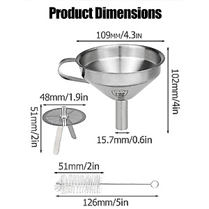 Resin Funnel, Resin Filter Funnel with Strainer 3D Printer Stainless Steel Resin Funnel for Filtering and Recycling UV SLA/DLP/LCD Photosensitive Resin, with Cleaning Brush