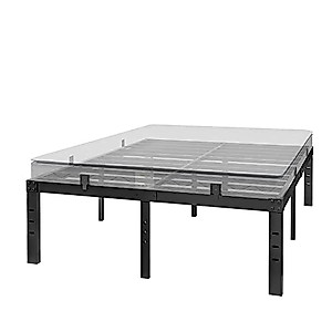 COMASACH 16 Inch California King Bed Frames and 6 Pcs Mattress Gaskets, Heavy Duty Metal Platform Bed Frames with 4500Lbs Steel Slat Support, No Box Spring Needed, Easy Assembly, Noise Free Non Slip M