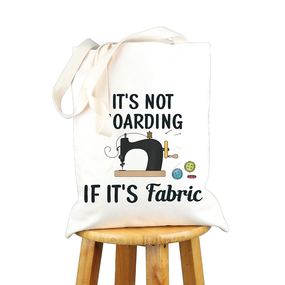 VAMSII Sewing Tote Bag it's not Hoarding if it’s Fabric Shoulder Bag Funny Sewing Gifts for Sewing Lovers Quilting Gifts for Quilters Sewers (it’s Fabric tote)