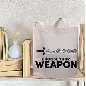 BDPWSS Choose Your Weapon DND Tote Bag Dungeons Tabletop Role Playing Gamer Gift Dragons D20 RPG Gaming Gift (Choose your dice TG)