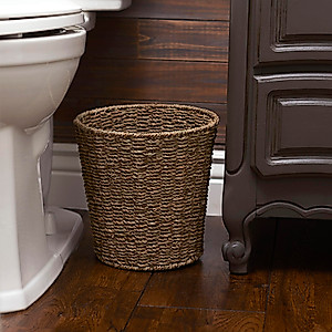 Household Essentials ML-5692 Woven Seagrass Wicker Waste Bin - for Bathrooms and Bedrooms - Natural,Brown,Small