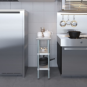 AmGood Stainless Steel Work Table with 2 Shelves | NSF | Metal Utility Table (12" Long x 30" Deep)