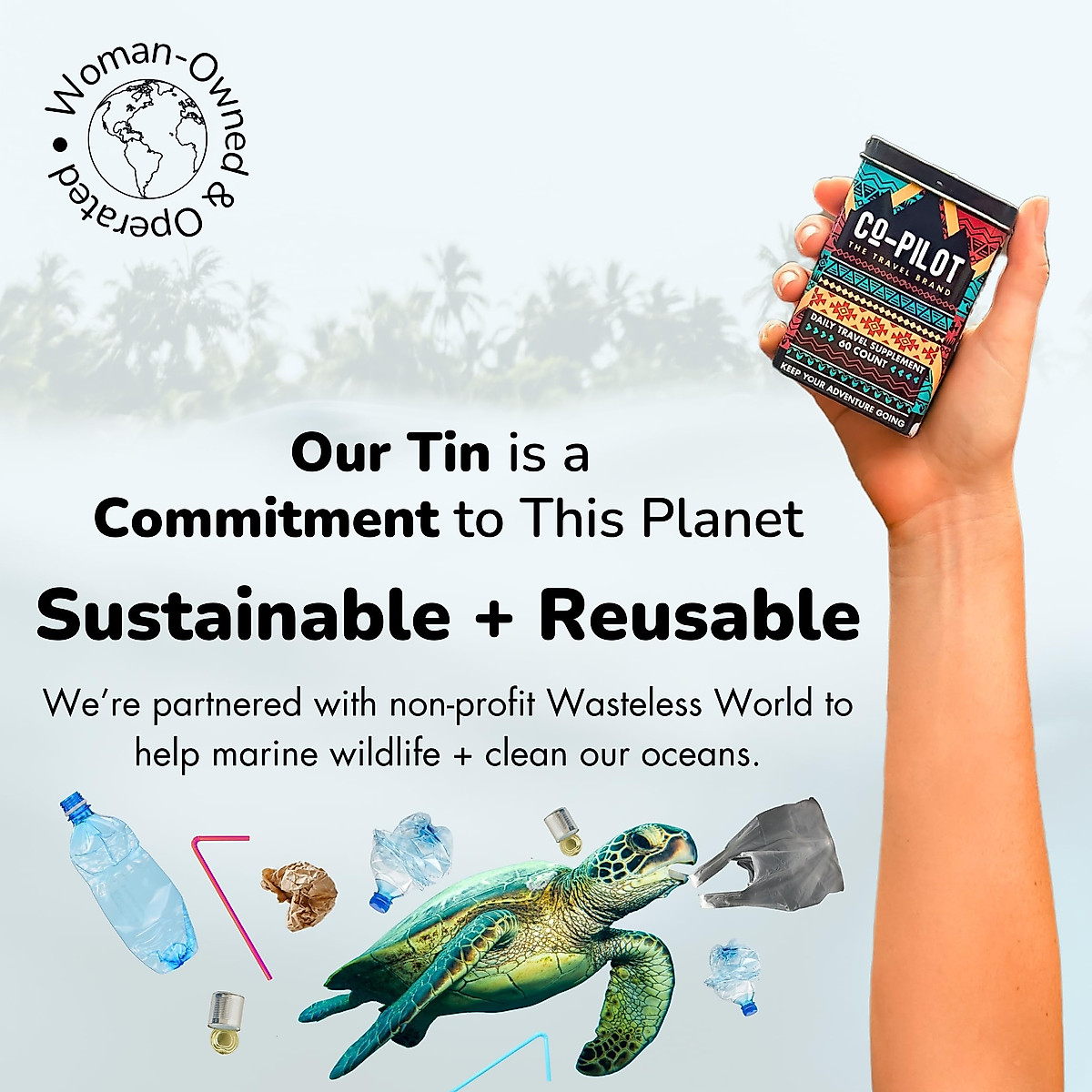 Co-Pilot All-in-1 Travel Supplement: Jet Lag Prevention + Ashwagandha, Rhodiola, D3+ for Immune Support, Energy, Digestive Health | Airplane Travel Essentials Multivitamin - Vegan | 60 Count