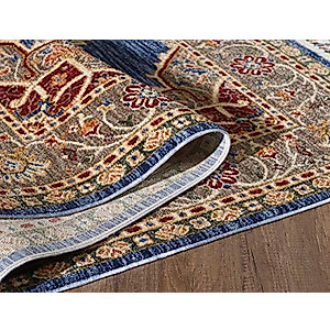 LUXE WEAVERS Otika 8694 Modern Oriental Premium Blue Area Rug 8x10, Geometric Fringe Rug