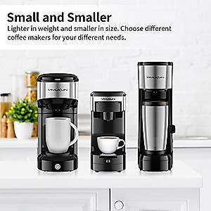 VIMUKUN Single Serve Coffee Maker, Compatible with K-Cup Pod & Ground Coffee, Coffee Brewer with One Button Operation and Auto Shut-off, 5-13 oz. Mini Size