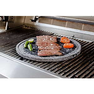 CEMCUI - 12.6-inch Artisanal Volcanic Stone Comal with Parota Wood Base - Authentic Mexican Cooking Stone for Grilling & Baking