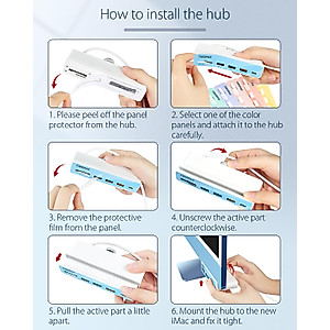 TWOPAN USB C Hub Multiport Adapter for iMac, 6 in 1 USB C to USB Adapter iMac 2024/2023/2021 iMac M4/M3/M1, USB Port Hub with USB 3.0 Ports, SD, MicroSD Card Readers & 7 Color Panels