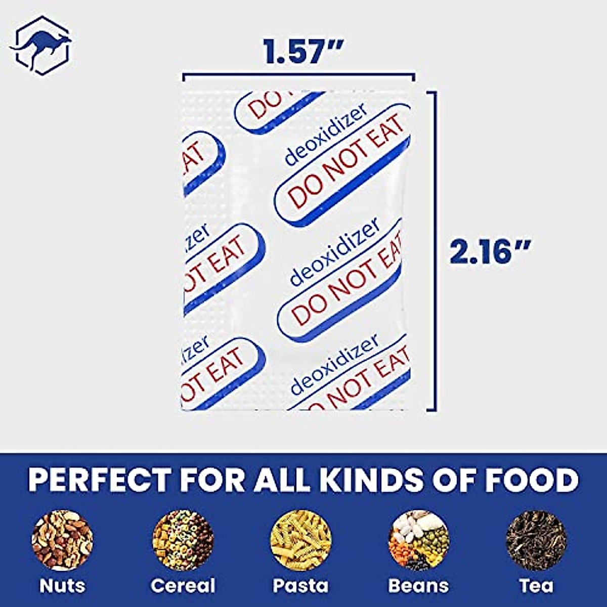 Wallaby 500cc Oxygen Absorbers for Long Term Food Storage 100 count (10х Packs of 10) Bulk - FDA Food Grade Packs for Vacuum Mylar Bags, Airtight Containers Flour Sugar Cereals, Freeze Dryers & Dehydrators