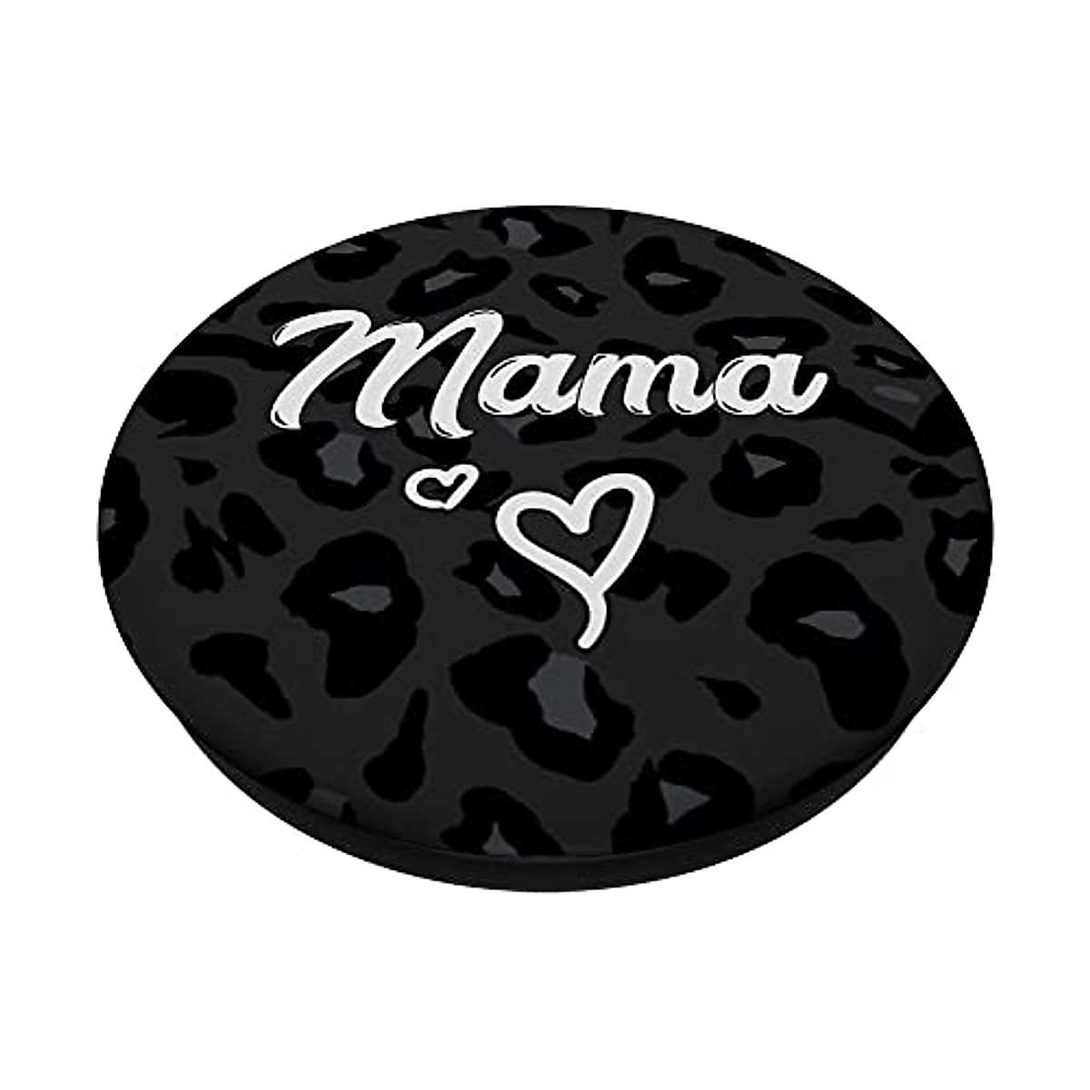 Mama Text For Mommy In Black Cheetah Pattern With Heart PopSockets Swappable PopGrip