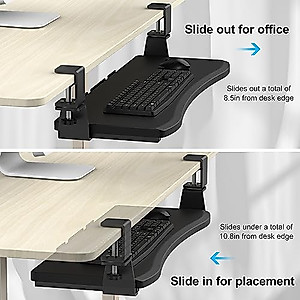 LETIANPAI Keyboard Tray Under Desk,Pull Out Keyboard & Mouse Tray with Heavy-Duty C Clamp Mount,32(37 Including Clamps)x11.8 in Slide Out Platform Computer Drawer,Suitable for home work or office work